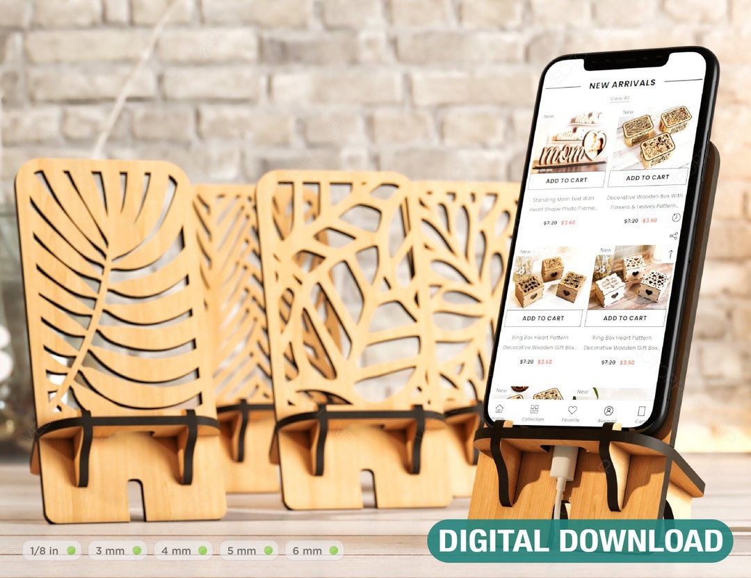 Laser Cut Wooden Mobile Phone Stand Cell Phone Holder Digital Download ...