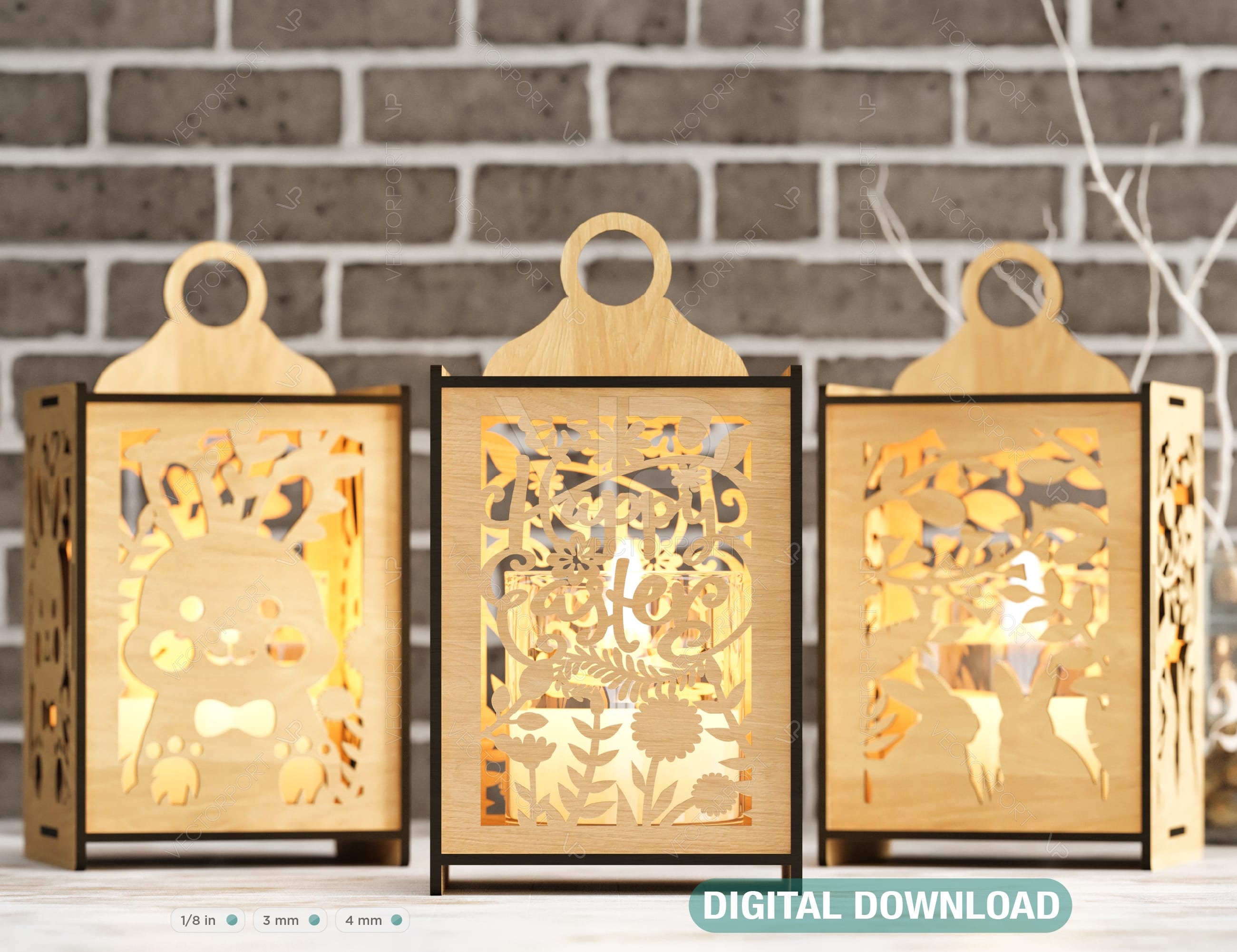 Easter Lamp Candle Holder Ornaments Light Bunny Opener Lantern ...