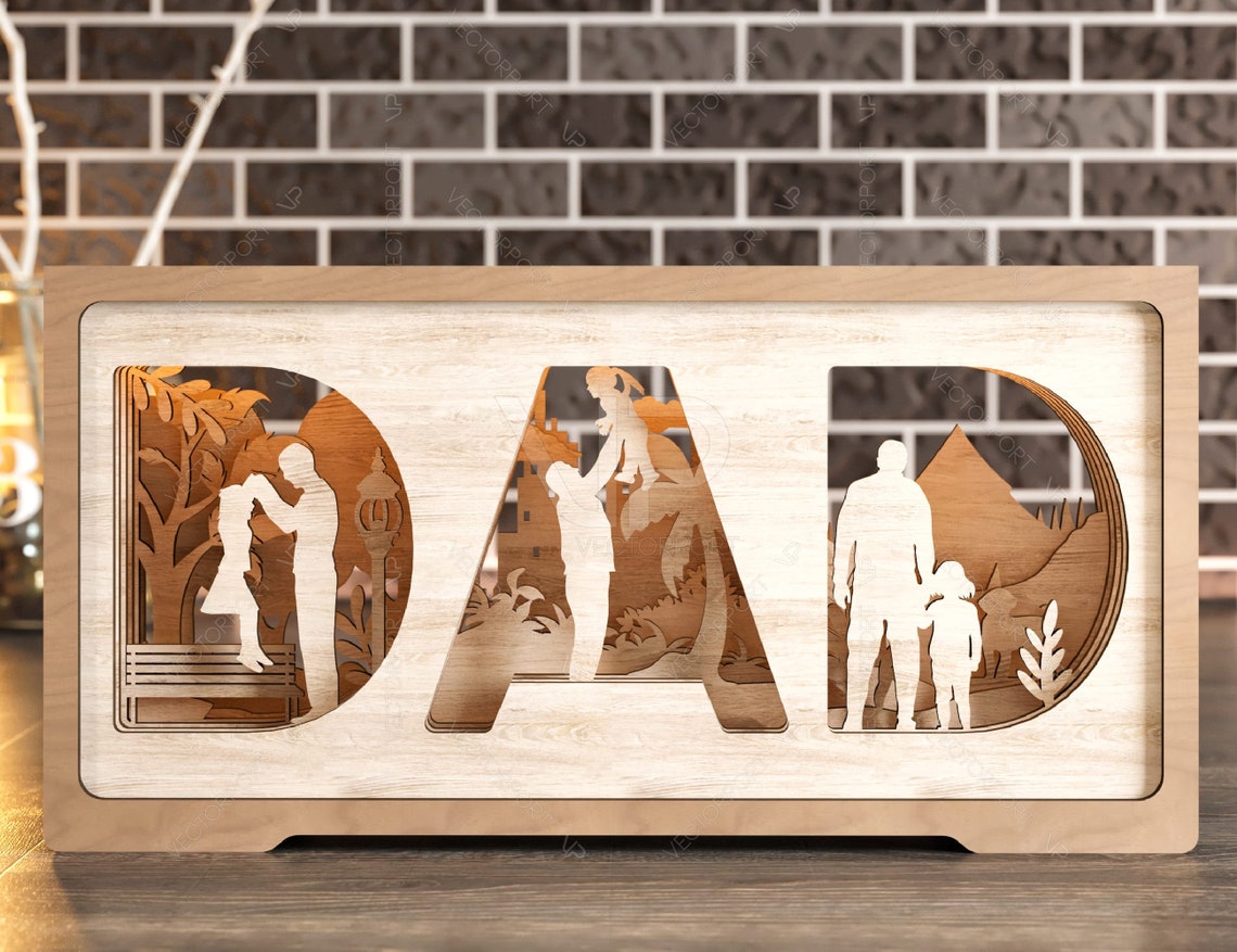 Multilayer Standing Dad and Daughter 3D Happy Father’s Day Gift for Dad ...