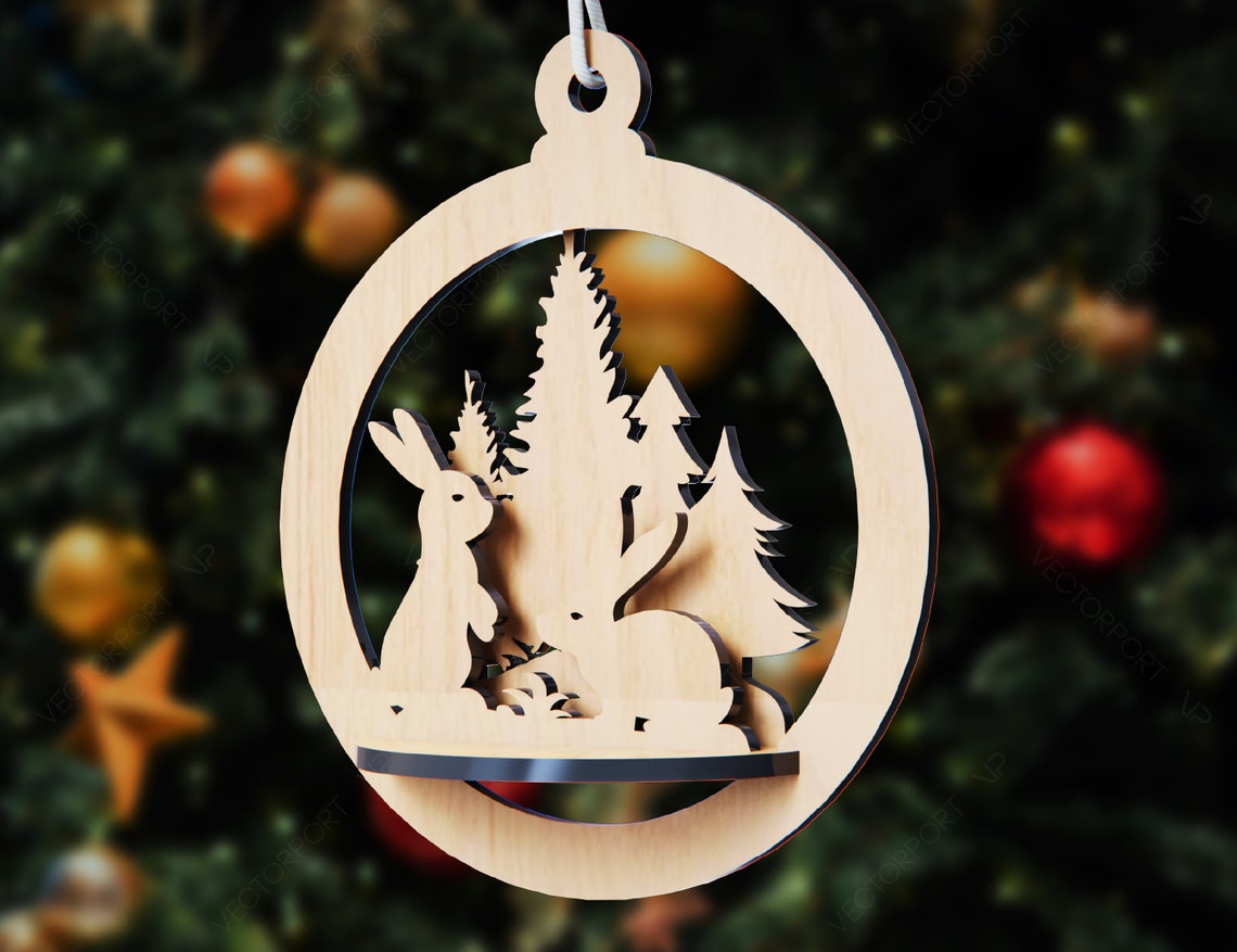 Tree Bauble Wood 3D Laser Cut Christmas Ball Ornament Round - Etsy