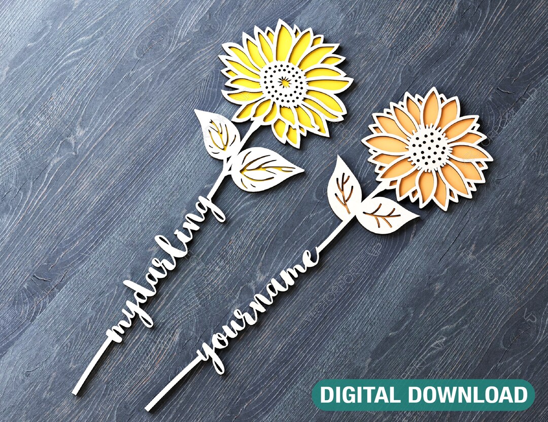 Sunflower Laser Cut Out Stick With Tag for Laser Cutting Art Valentine ...