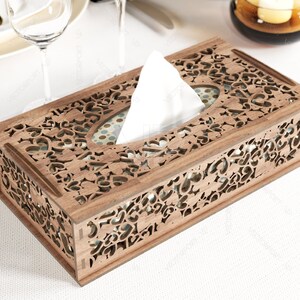 Decorative Laser Cut Tissue Box Heart Shape Tabletop Wooden Napkin ...