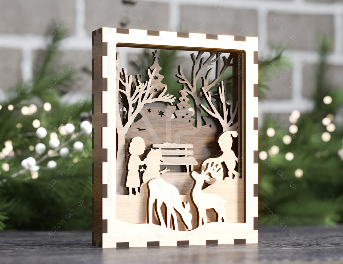 Layered Christmas Multilayer Christmas Gift Ornament Snowman Deer ...