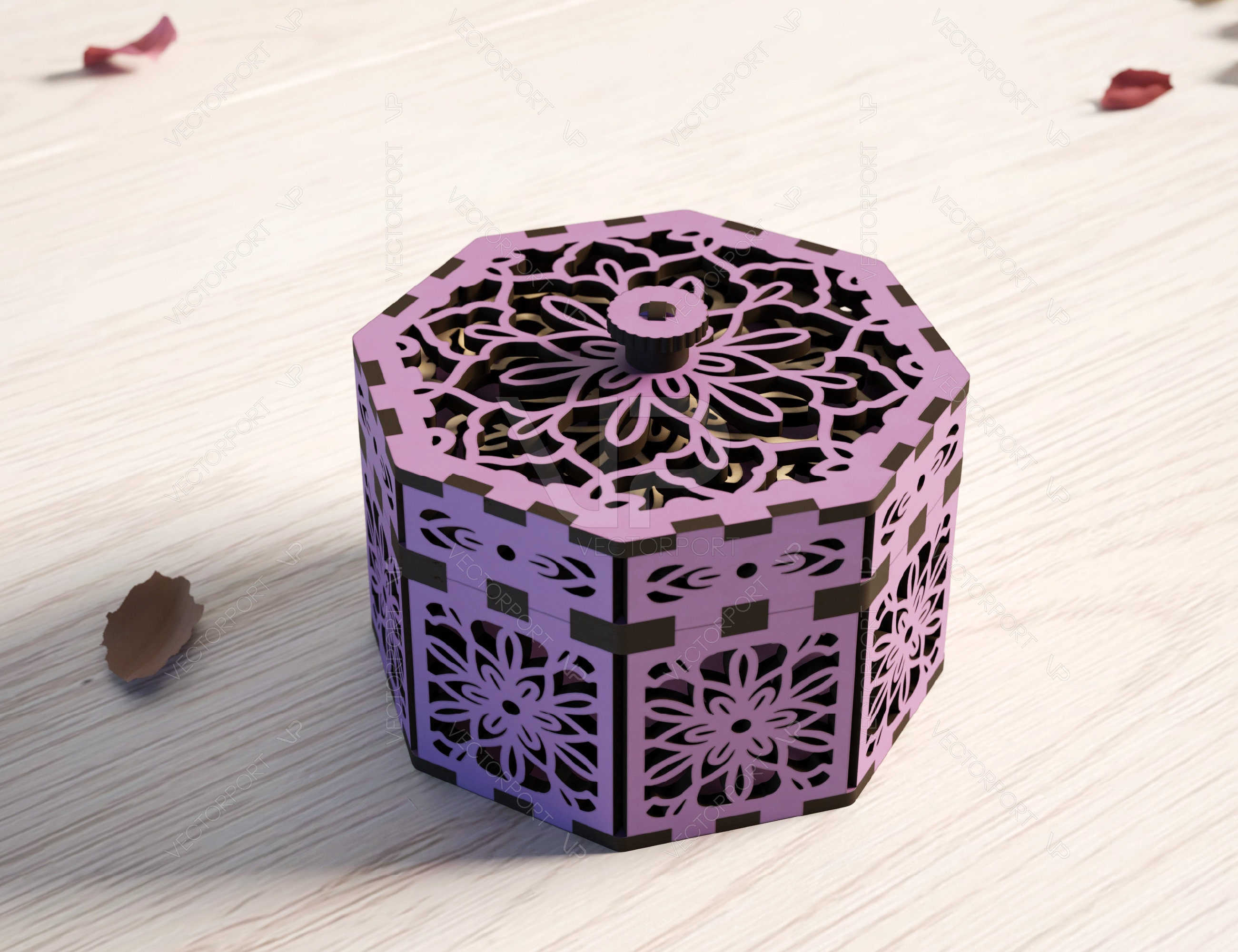 Octagonal Shaped Laser Cut Keepsake Box With Rotating Feature - Laser ...