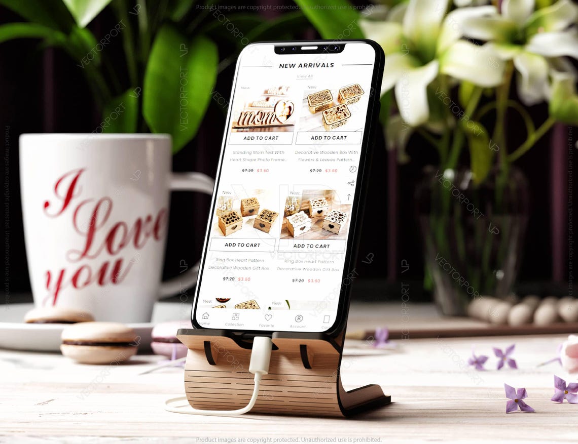 Modern Minimalist Phone Stand - Laser Cut Wooden Mobile Holder ...