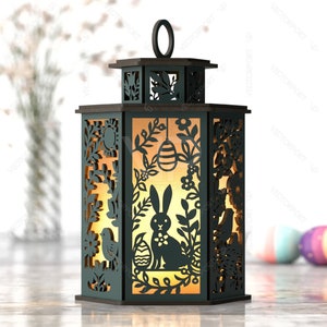 Easter Lamp Candle Holder Ornaments Light Bunny Tealight Lamp Night ...