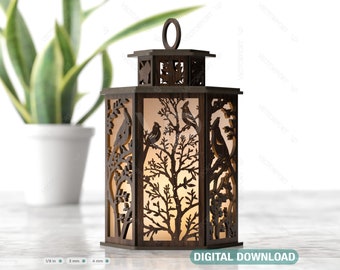 Cardinal Bird Lamp Night Light Lantern Decoration SVG Laser - Etsy