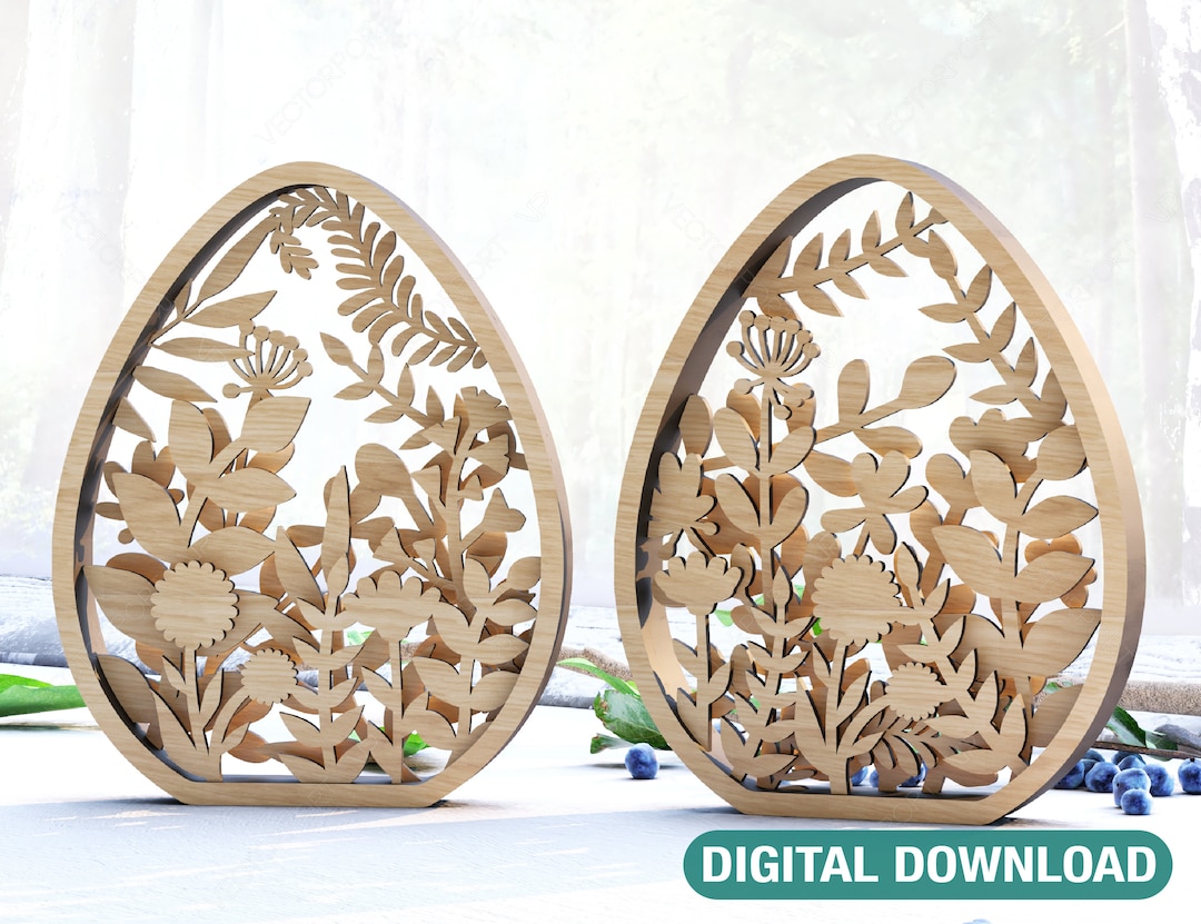 Easter Laser Cut Files Egg SVG Layered Bundle, Floral Eggs Multilayer ...