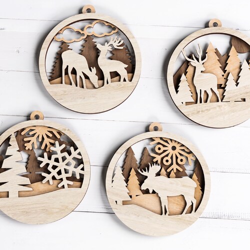 Tree Bauble Wood 3D Laser Cut Christmas Ball Ornament Round - Etsy