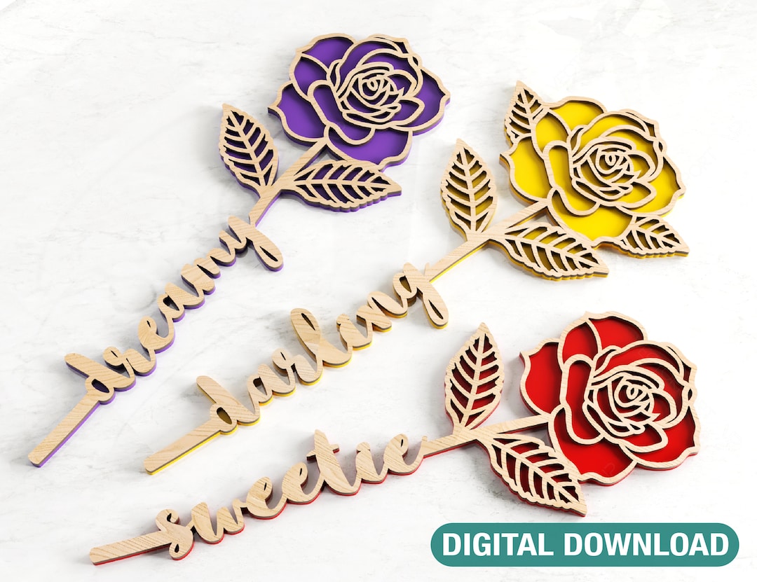 Rose Laser Cut Out Art Valentine Day Acrylic Wood - Etsy