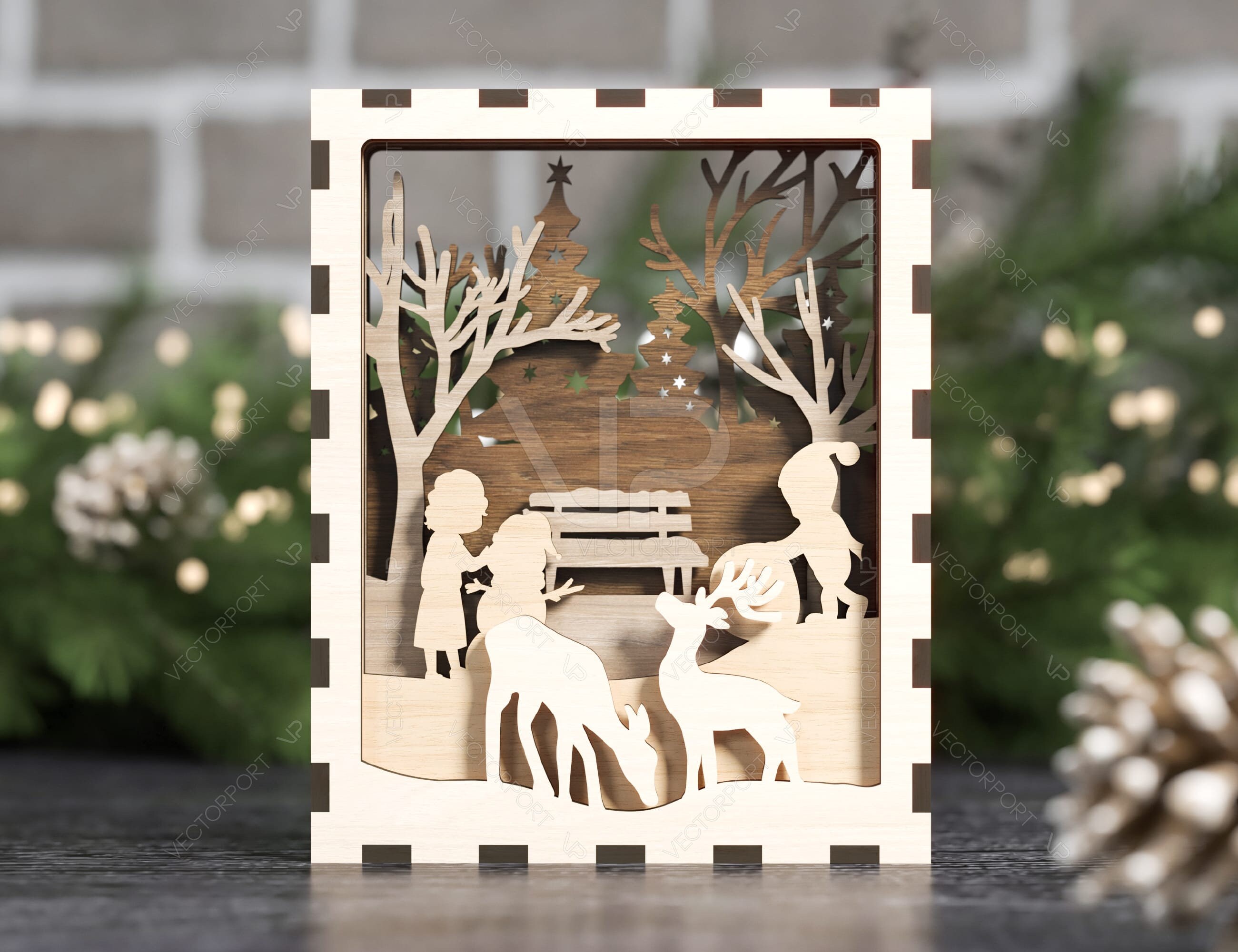 Layered Christmas Multilayer Christmas Gift Ornament Snowman Deer ...
