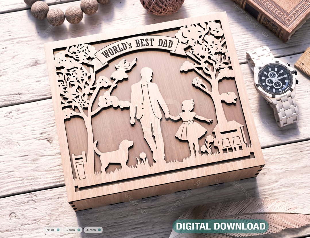 Father's Day Engraved Gift Box – Dad and Daughter Themed Laser Cut SVG ...