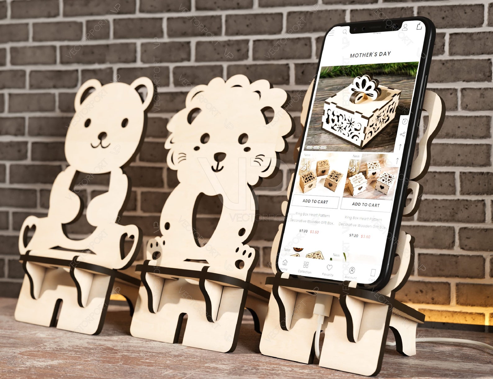 Phone Stand Cute Elephant, Lion & Bear Laser Cut Mobile Stand Cell ...