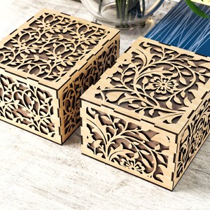 Laser Cut Decorative Gift Box With Flowers Pattern, Opener Jeweler Case ...