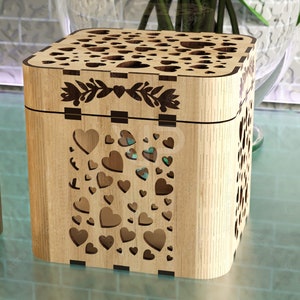 Decorative Wooden Gift Box With Heart Flowers Pattern Jeweler Case ...