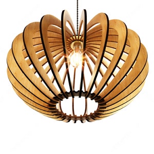 Oval Round Modern Wood Pendant Light Chandelier Lamp Lampshade Plywood ...