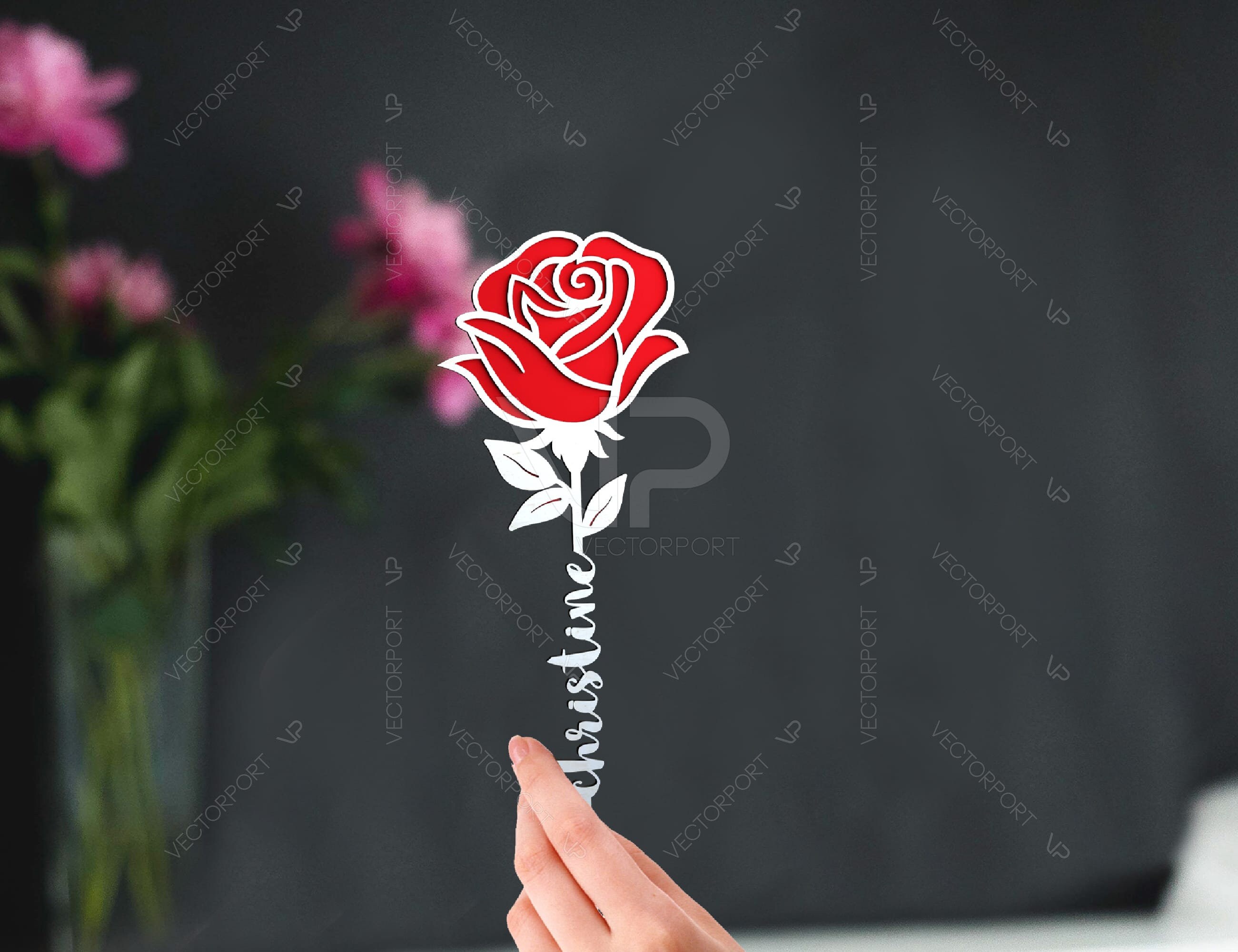 Rose Flower Laser Cut Out Art Valentine Day Acrylic Wood Personalized ...