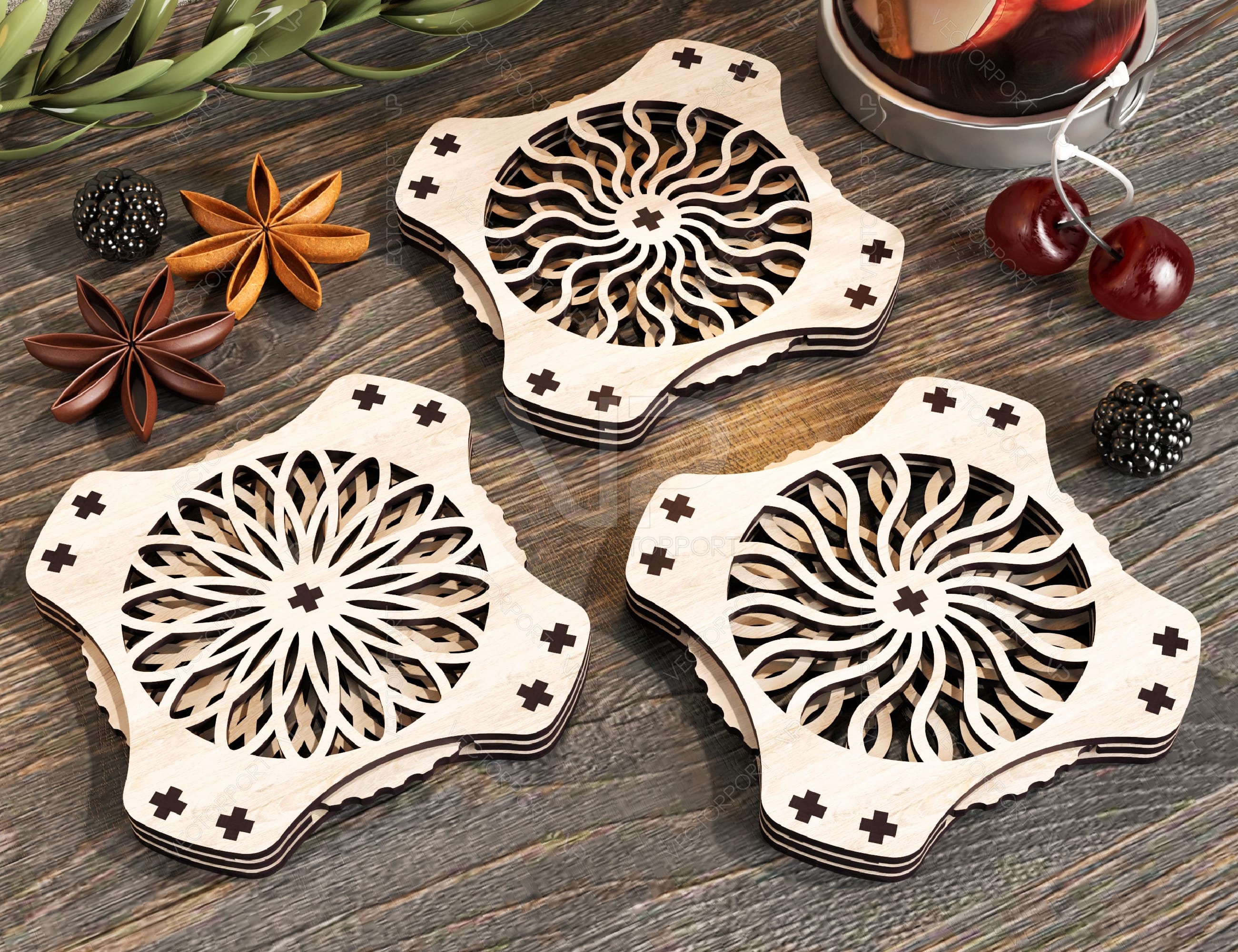Mechanical Laser Cut Coaster Tea Coffee Cup Mat Pad Placemat Tableware ...