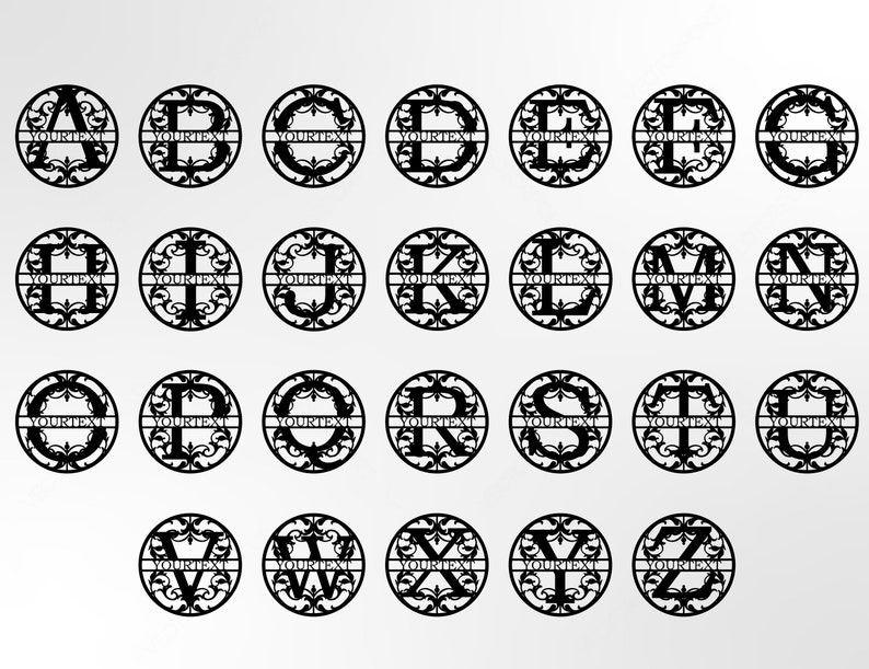 Floral Round Split Regal Monogram Alphabet Letters Laser Cut - Etsy