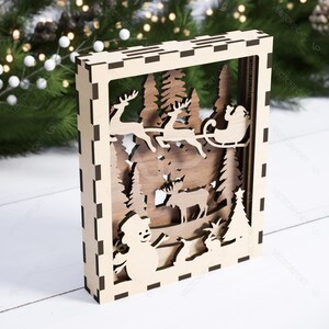 Christmas Multilayer Christmas Gift Ornament Snowman Deer Forest Scene ...
