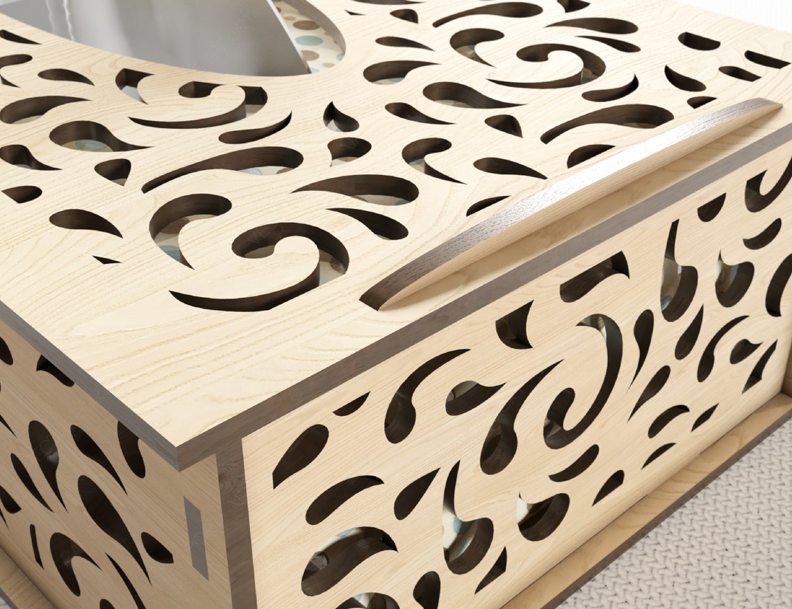 Flowers Decorative Laser Cut Tissue Box Heart Shape Tabletop - Etsy