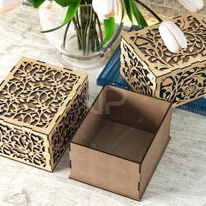 Laser Cut Decorative Gift Box With Flowers Pattern, Opener Jeweler Case ...
