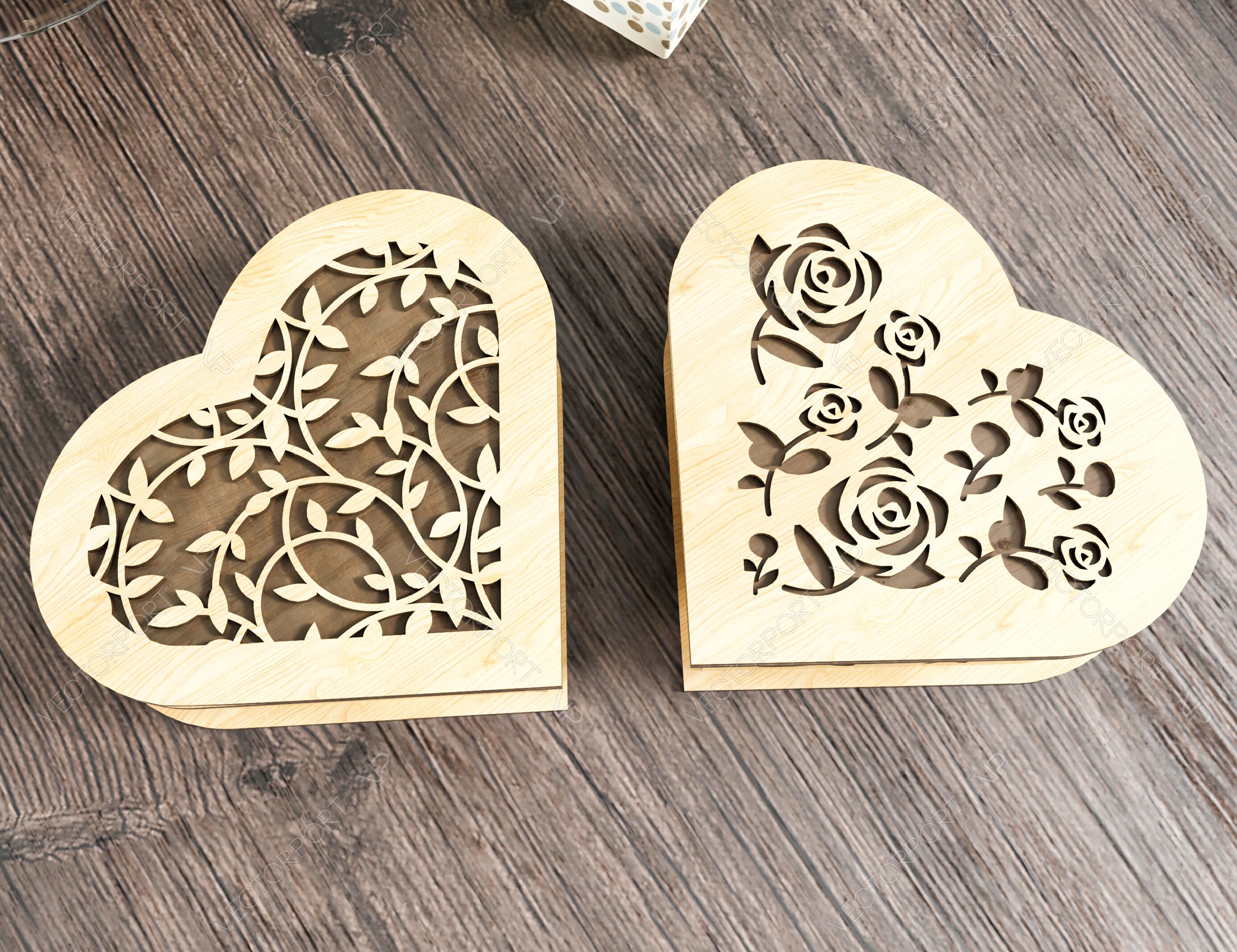 Wooden Heart Shaped Jewelry Laser Cut Box Template Wedding - Etsy