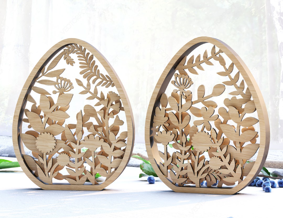 Easter Laser Cut Files Egg SVG Layered Bundle Floral Eggs - Etsy