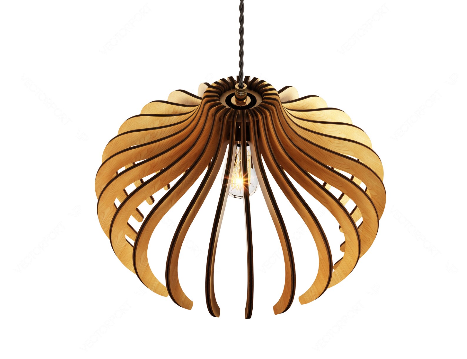 Elliptic Round Modern Wood Pendant Light Chandelier Lamp - Etsy