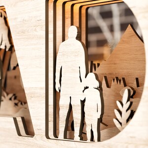 Multilayer Standing Dad and Daughter 3D Happy Fathers Day Gift for Dad ...