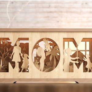 Multilayer Standing Mom and Daughter Shape Happy Mothers Day Gift for ...