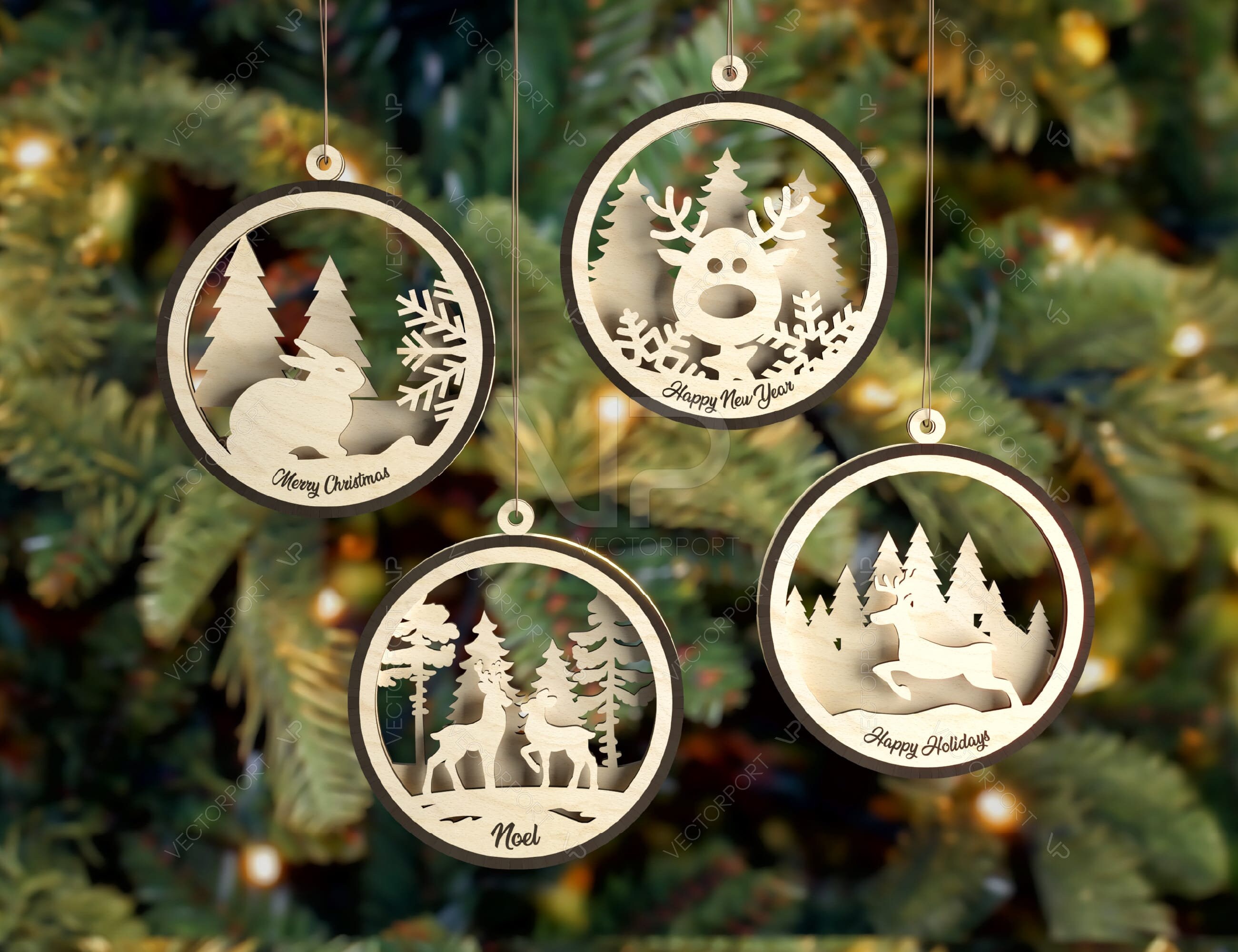 Christmas Balls Deer Rabbit Tree Decorations Craft Hanging Bauble Snowy ...