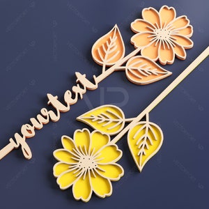 Flower Laser Cut Out Art Gift Day Acrylic Wood Personalized Flower With ...
