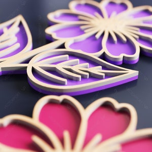 Flower Laser Cut Out Art Gift Day Acrylic Wood Personalized Flower With ...