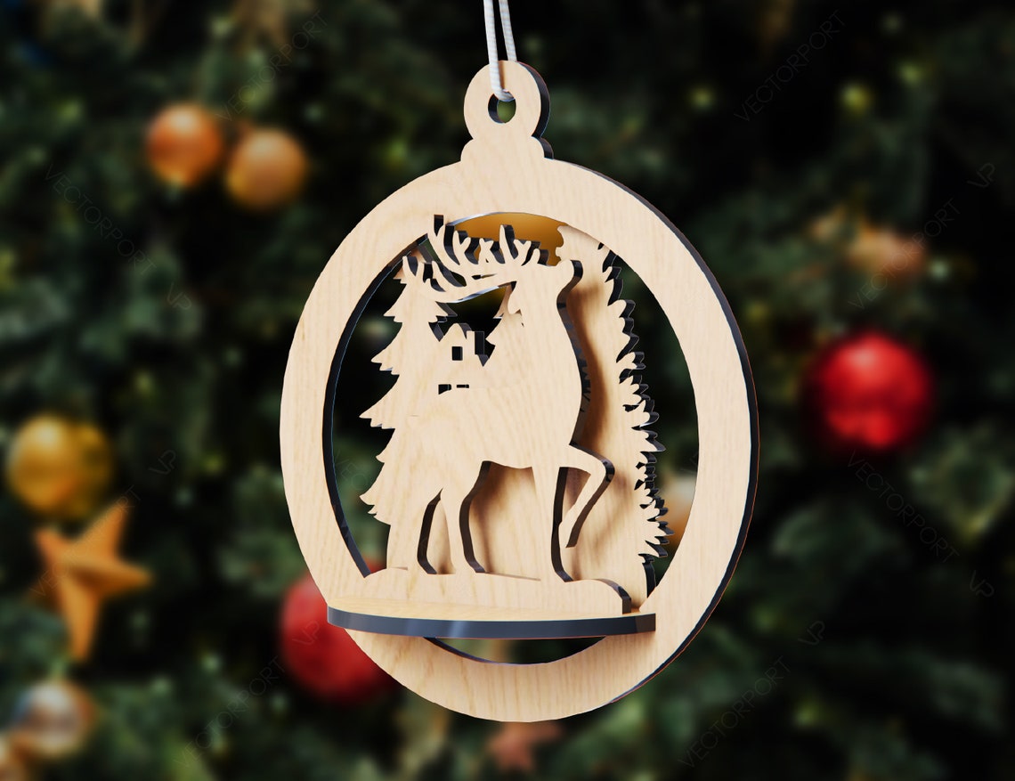 Tree Bauble Wood 3D Laser Cut Christmas Ball Ornament Round - Etsy