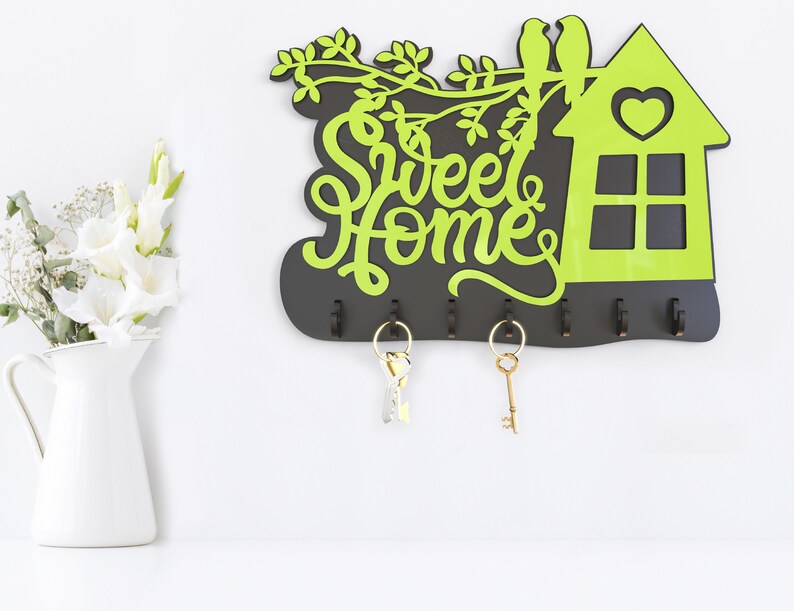 Laser Cut Key Holder Wall Mounted Decorative Hanger Love Birds - Etsy
