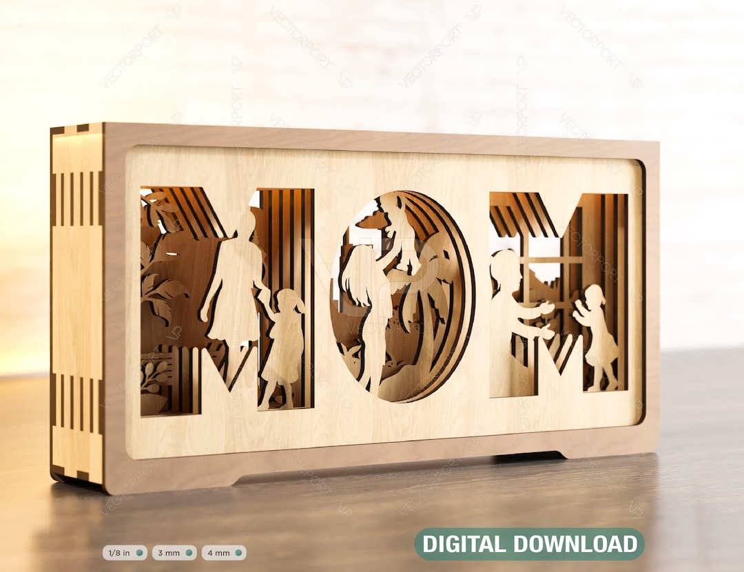 Multilayer Standing Mom and Daughter Shape Happy Mother’s Day Gift for ...