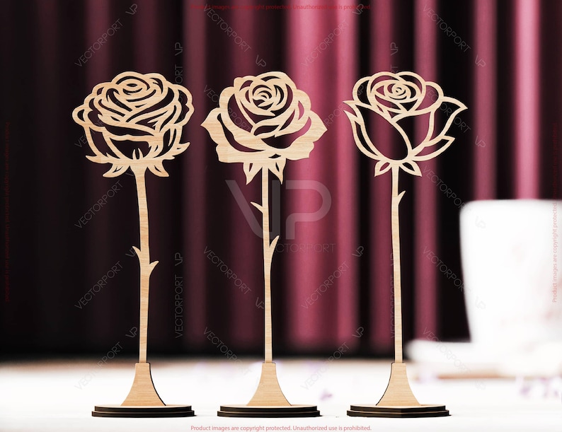 Customizable Standing Flower Laser Cut Art - Personalized Flower With ...