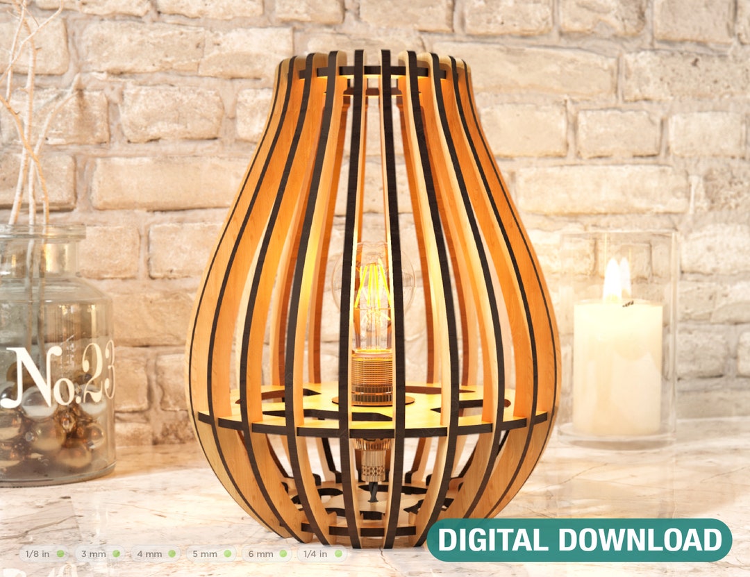 Modern Table Lamp Laser Cut Lampshade Plywood Cut Files Digital ...