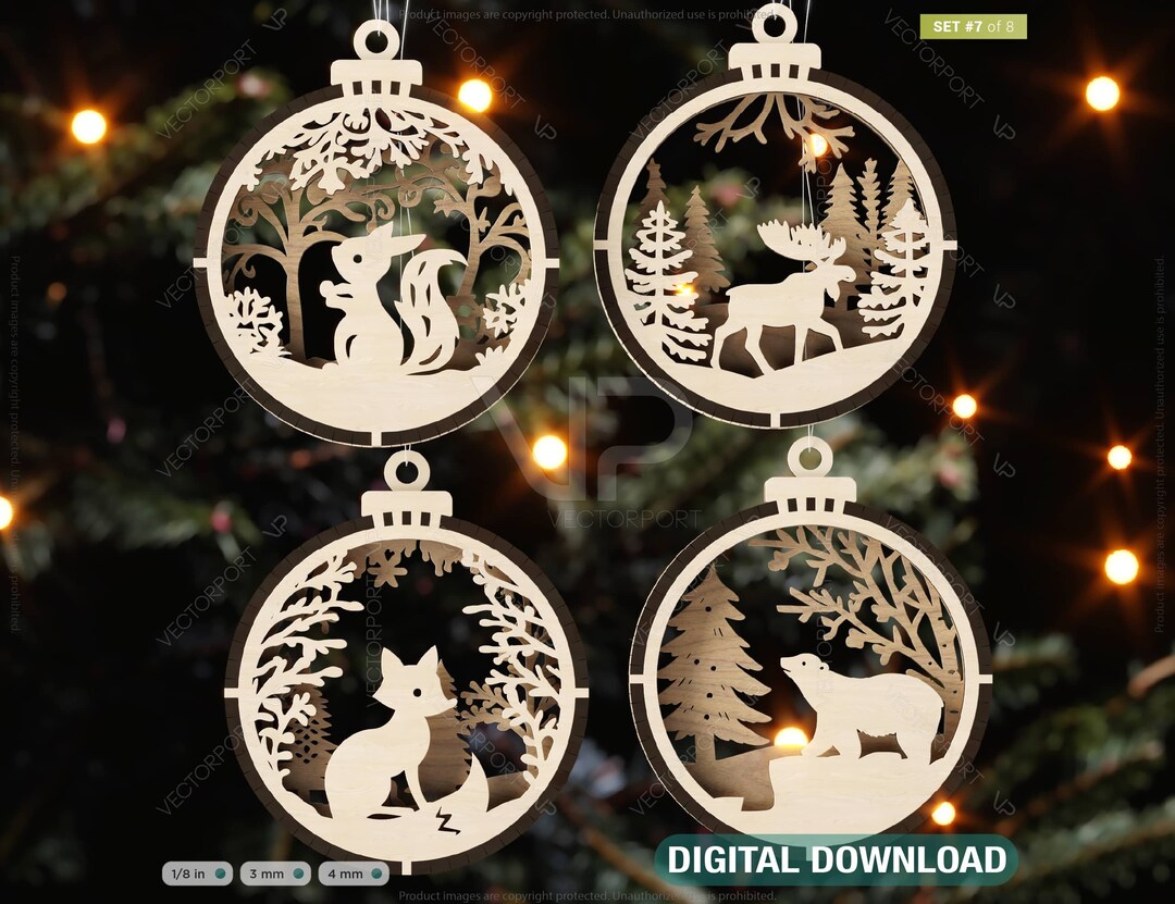 3D Christmas Ornament Set Tree Decorations Craft Hanging Bauble Snowy ...