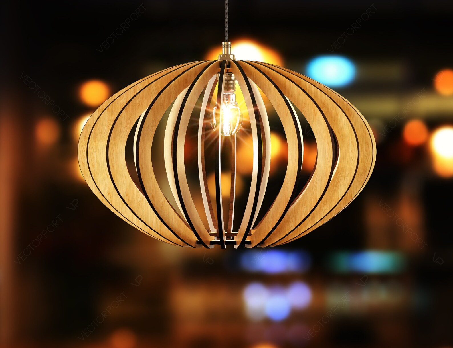 Oval Round Modern Wood Pendant Light Chandelier Lamp Lampshade - Etsy