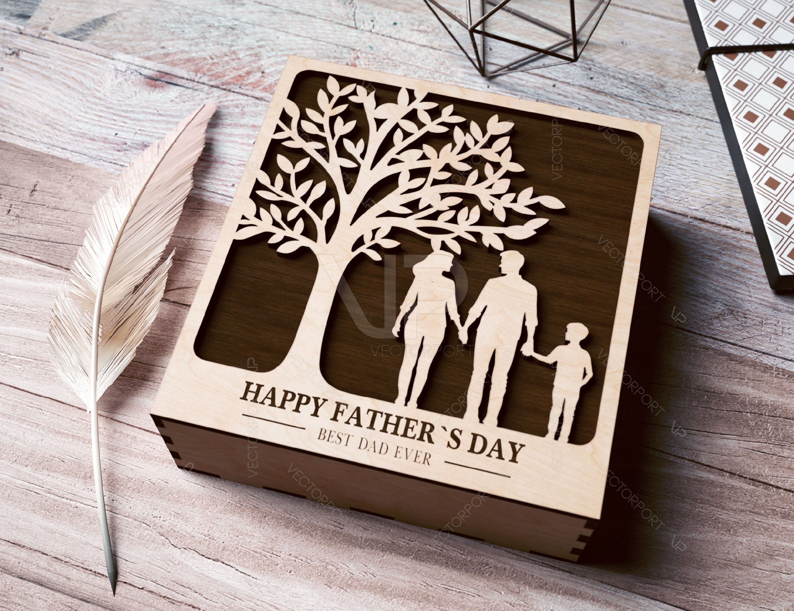 Father's Day Engraved Gift Box – Dad & Mom/son/daughter Themed Laser ...