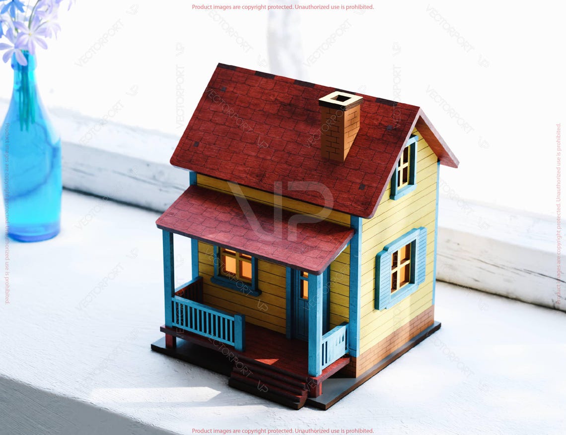 Miniature Wooden House Laser Cut File – DIY 3D Model, Cute Painted ...