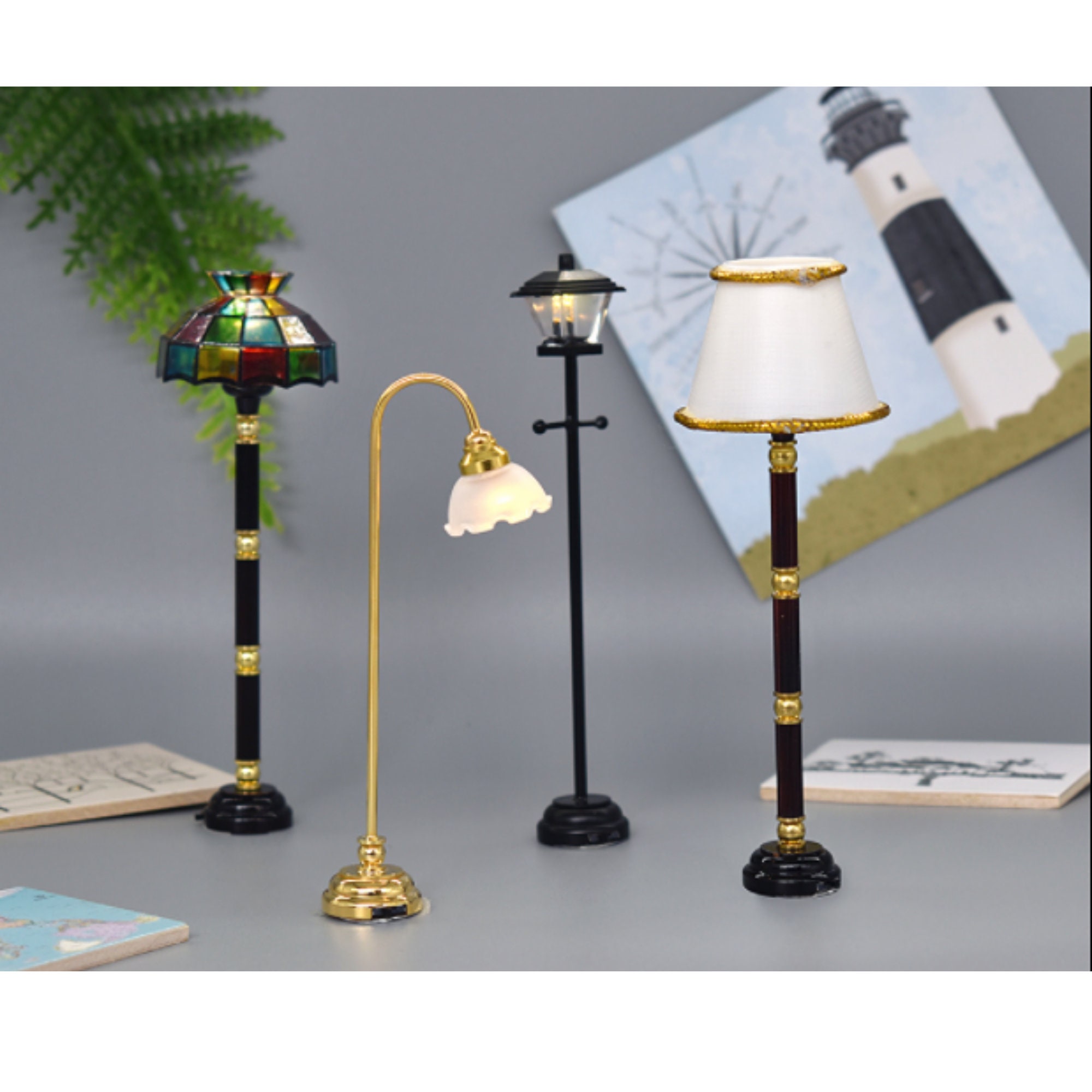 Miniature Tiffany Lamp , Miniature Garden Terrace Lamps, Doll House ...