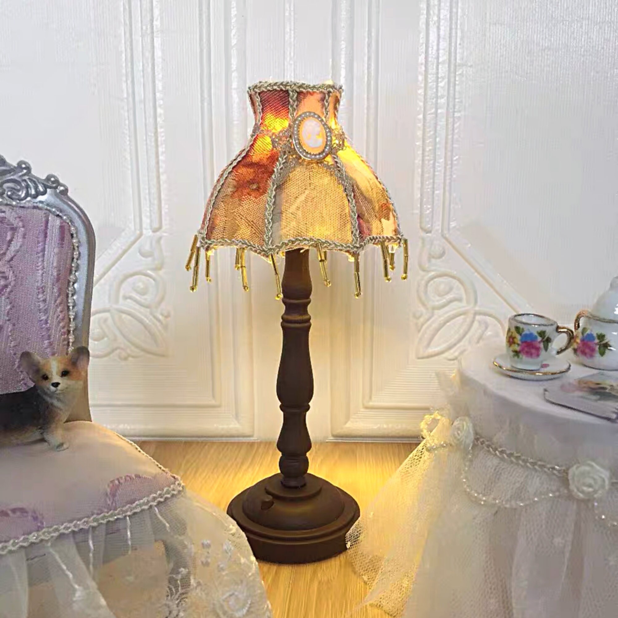 Handmade Miniature Floor Lamp, Luxurious Doll House Table Lamp, Vintage ...