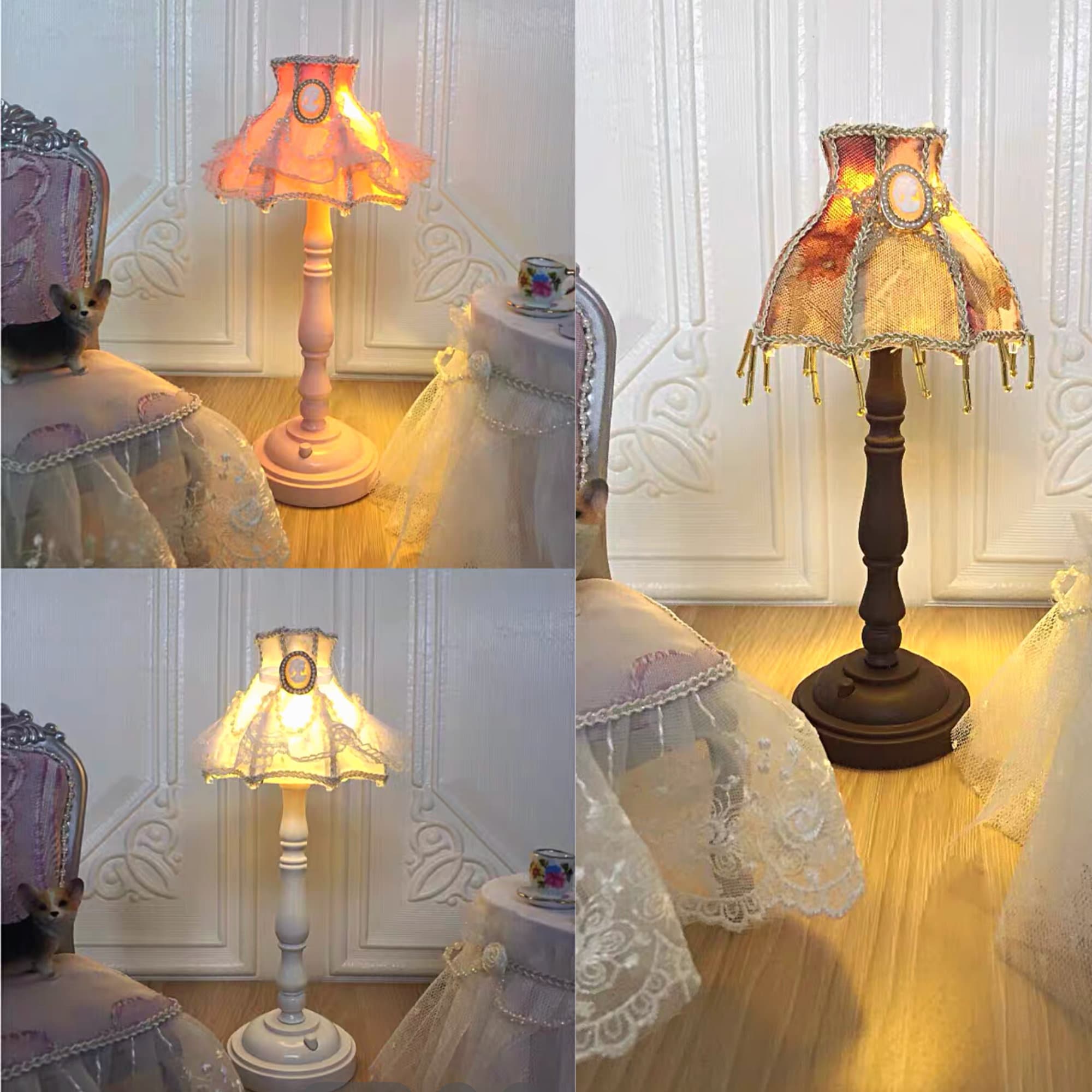 Handmade Miniature Floor Lamp, Luxurious Doll House Table Lamp, Vintage ...