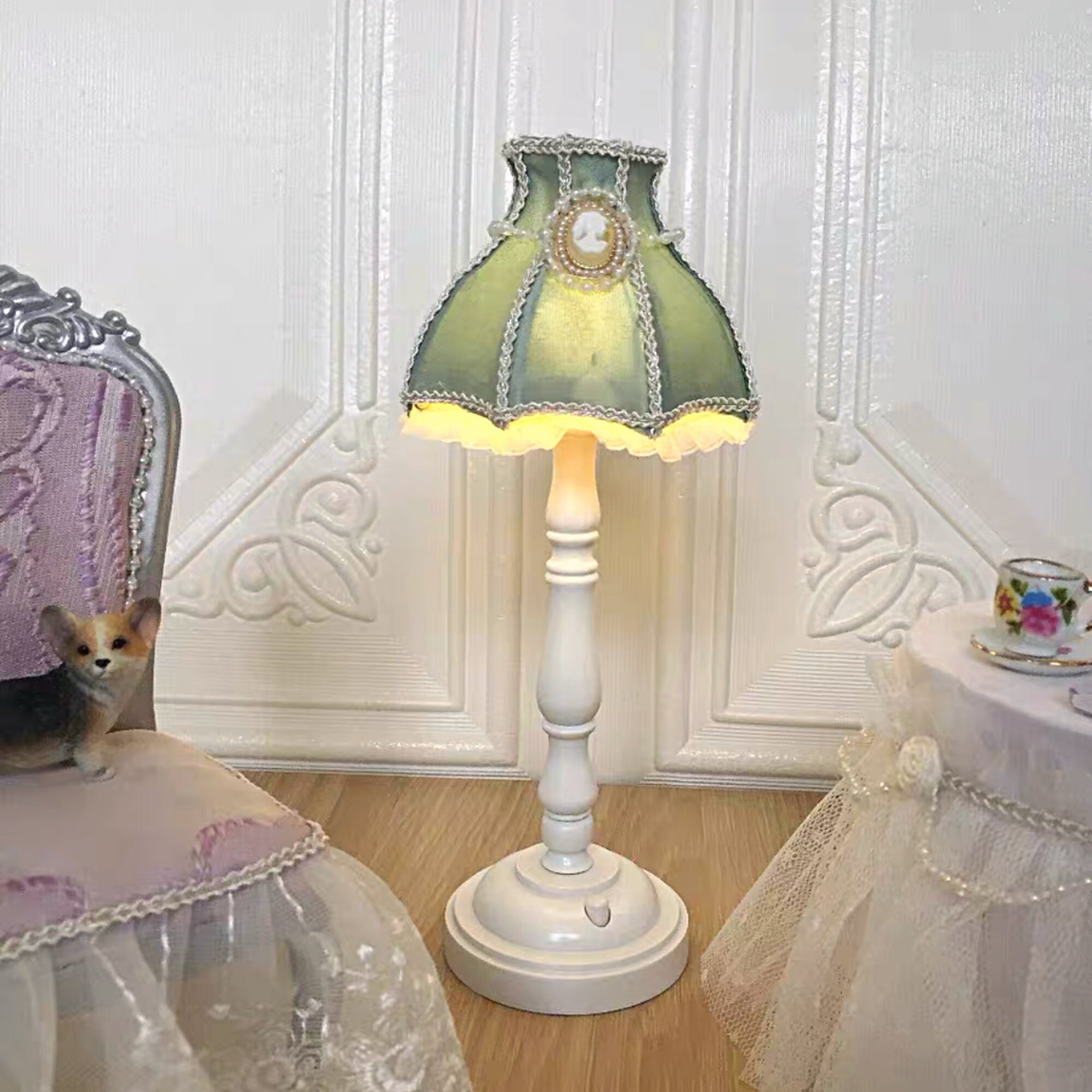 Handmade Miniature Floor Lamp, Luxurious Doll House Table Lamp, Vintage ...