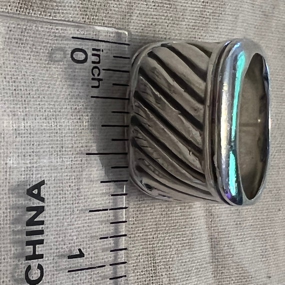 Rare Sterling 925 Vintage Wide 1/2” Band Ring - Gem