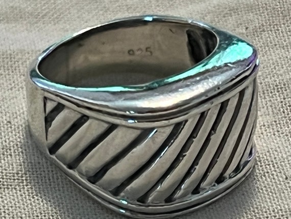 Rare Sterling 925 Vintage Wide 1/2” Band Ring - Gem