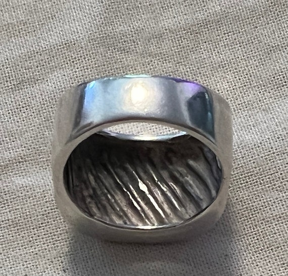 Rare Sterling 925 Vintage Wide 1/2” Band Ring - Gem